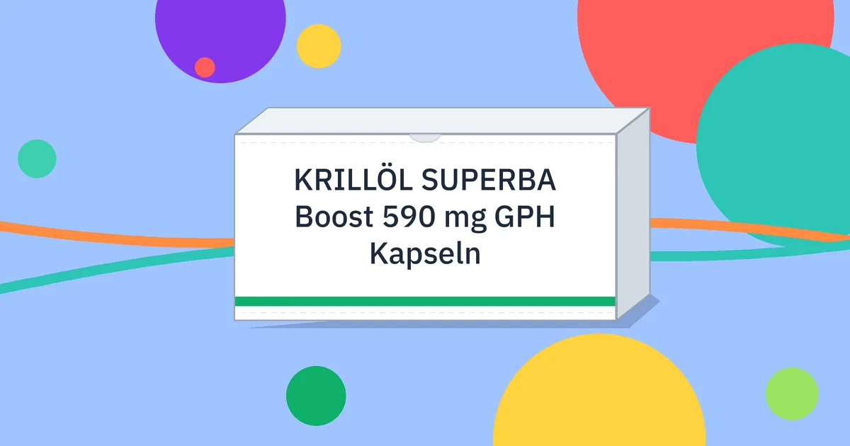 Symbolbild: Packung mit der Aufschrift KRILLÖL SUPERBA Boost 590 mg GPH Kapseln (PZN 20890987) – Verfügbarkeit und Bezug in Apotheken in Frankfurt am Main