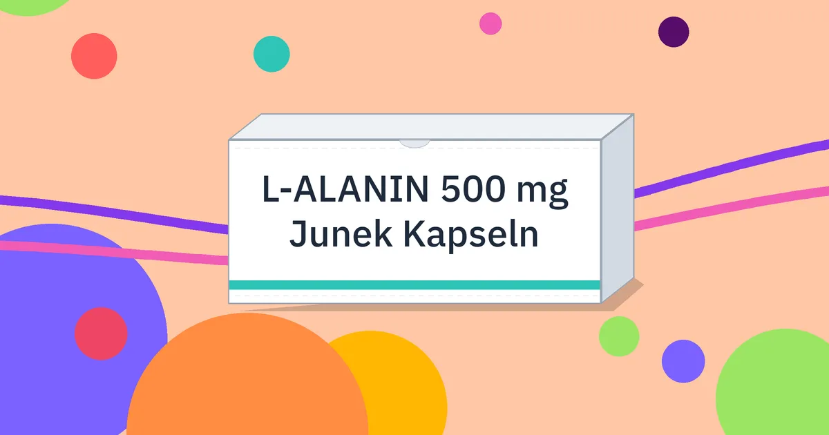 Symbolbild: Packung mit der Aufschrift L-ALANIN 500 mg Junek Kapseln (PZN 00131966) – Verfügbarkeit und Bezug in Apotheken in Frankfurt am Main
