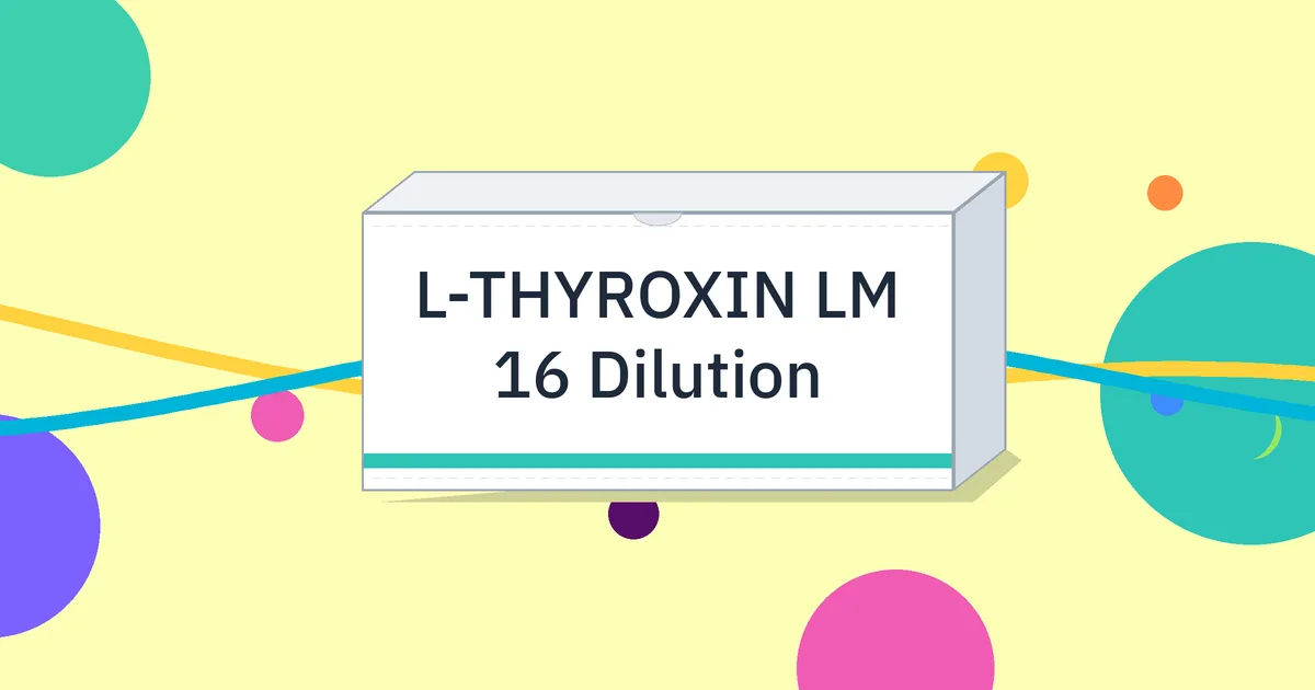 Symbolbild: Packung mit der Aufschrift L-THYROXIN LM 16 Dilution (PZN 12928523) – Verfügbarkeit und Bezug in Apotheken in Frankfurt am Main