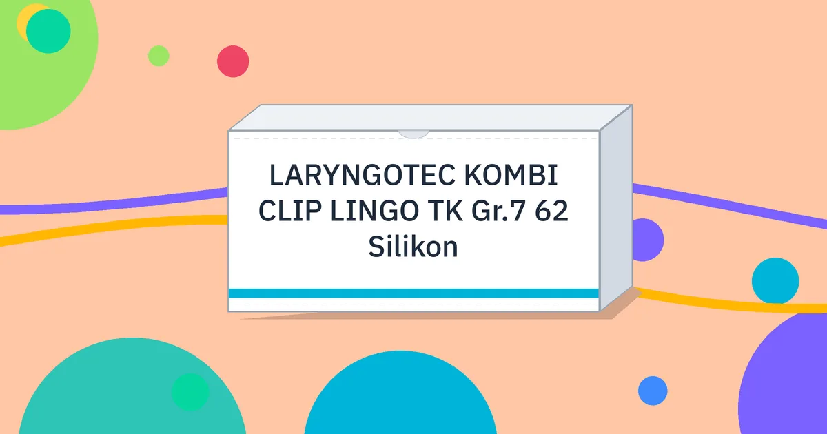Symbolbild: Packung mit der Aufschrift LARYNGOTEC KOMBI CLIP LINGO TK Gr.7 62 Silikon (PZN 19186326) – Verfügbarkeit und Bezug in Apotheken in Frankfurt am Main