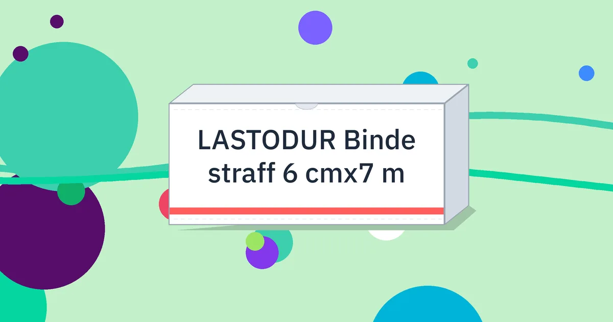 Symbolbild: Packung mit der Aufschrift LASTODUR Binde straff 6 cmx7 m (PZN 01852538) – Verfügbarkeit und Bezug in Apotheken in Frankfurt am Main
