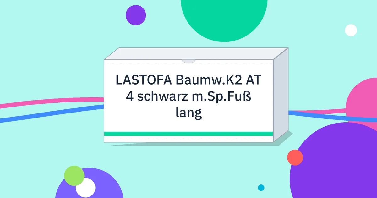 Symbolbild: Packung mit der Aufschrift LASTOFA Baumw.K2 AT 4 schwarz m.Sp.Fuß lang (PZN 01950270) – Verfügbarkeit und Bezug in Apotheken in Frankfurt am Main
