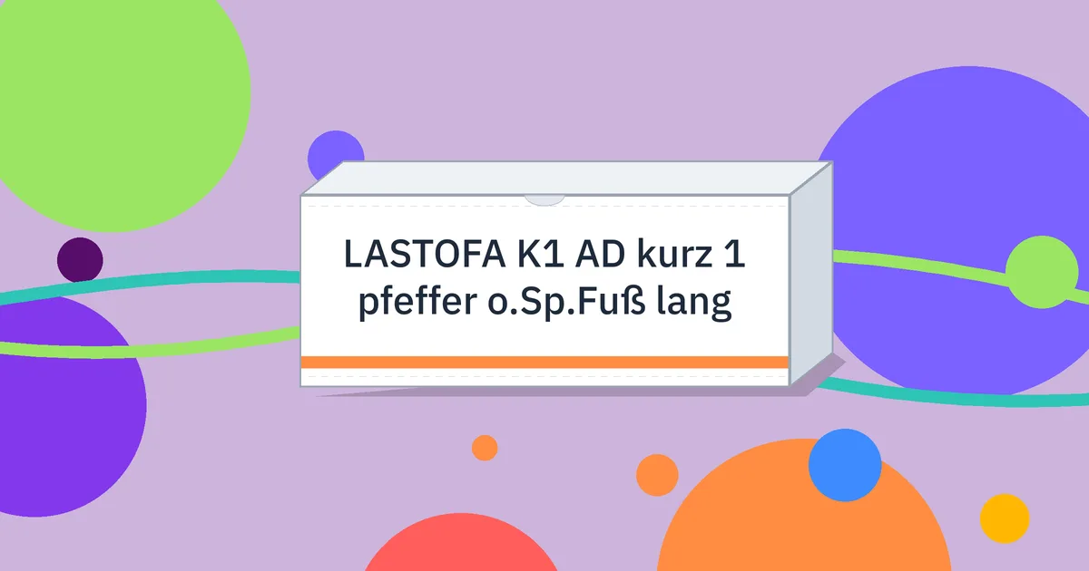 Symbolbild: Packung mit der Aufschrift LASTOFA K1 AD kurz 1 pfeffer o.Sp.Fuß lang (PZN 14146322) – Verfügbarkeit und Bezug in Apotheken in Frankfurt am Main