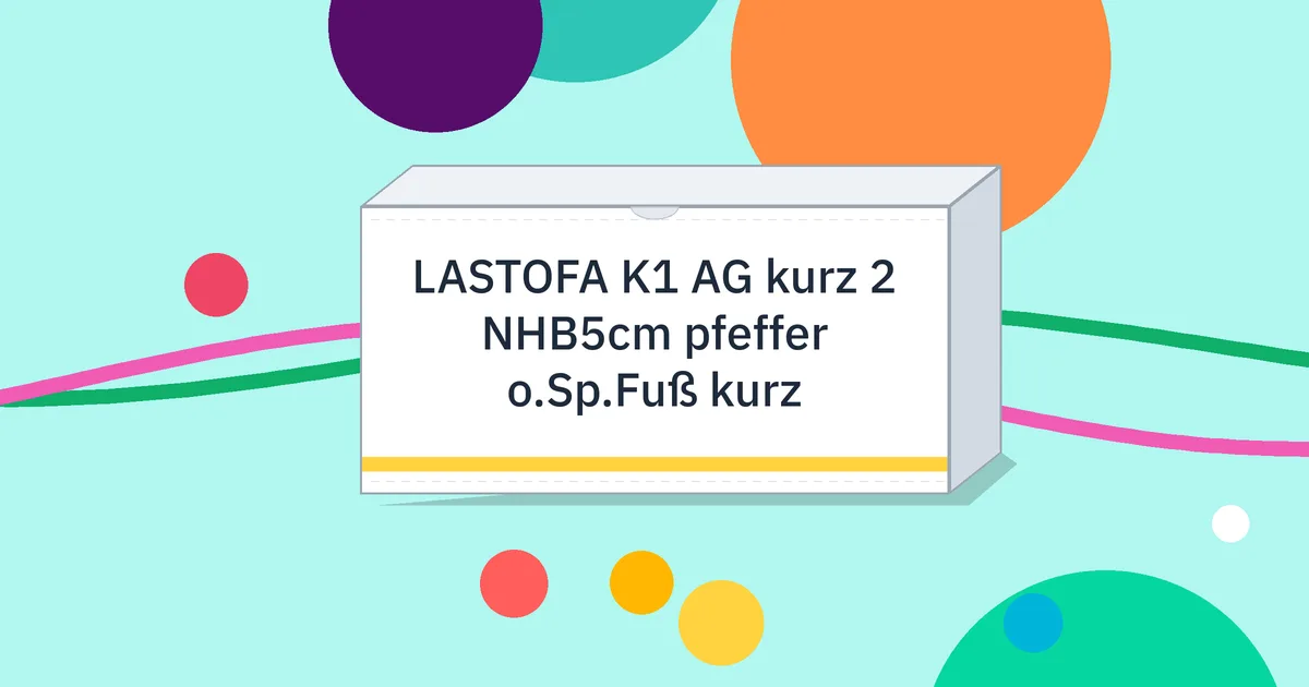 Symbolbild: Packung mit der Aufschrift LASTOFA K1 AG kurz 2 NHB5cm pfeffer o.Sp.Fuß kurz (PZN 13790535) – Verfügbarkeit und Bezug in Apotheken in Frankfurt am Main