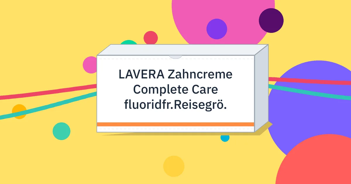Symbolbild: Packung mit der Aufschrift LAVERA Zahncreme Complete Care fluoridfr.Reisegrö. (PZN 19229030) – Verfügbarkeit und Bezug in Apotheken in Frankfurt am Main