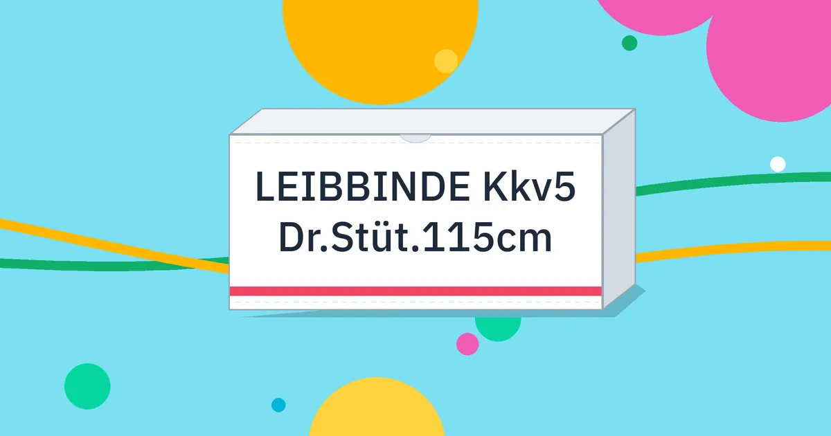 Symbolbild: Packung mit der Aufschrift LEIBBINDE Kkv5 Dr.Stüt.115cm (PZN 01732219) – Verfügbarkeit und Bezug in Apotheken in Frankfurt am Main