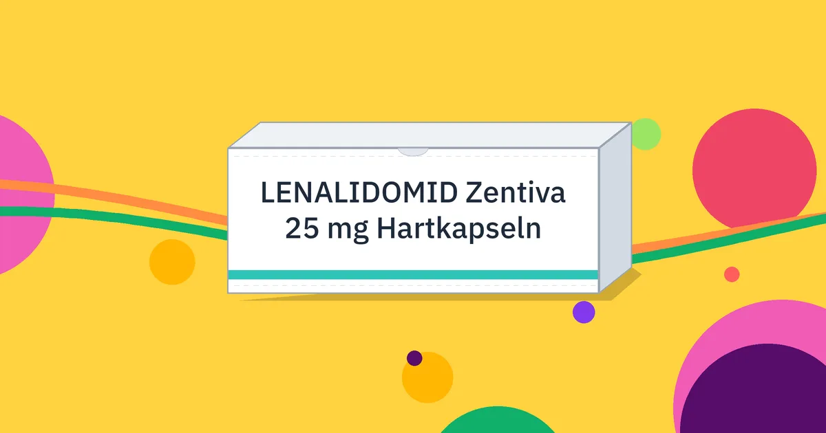 Symbolbild: Packung mit der Aufschrift LENALIDOMID Zentiva 25 mg Hartkapseln (PZN 17444238) – Verfügbarkeit und Bezug in Apotheken in Frankfurt am Main