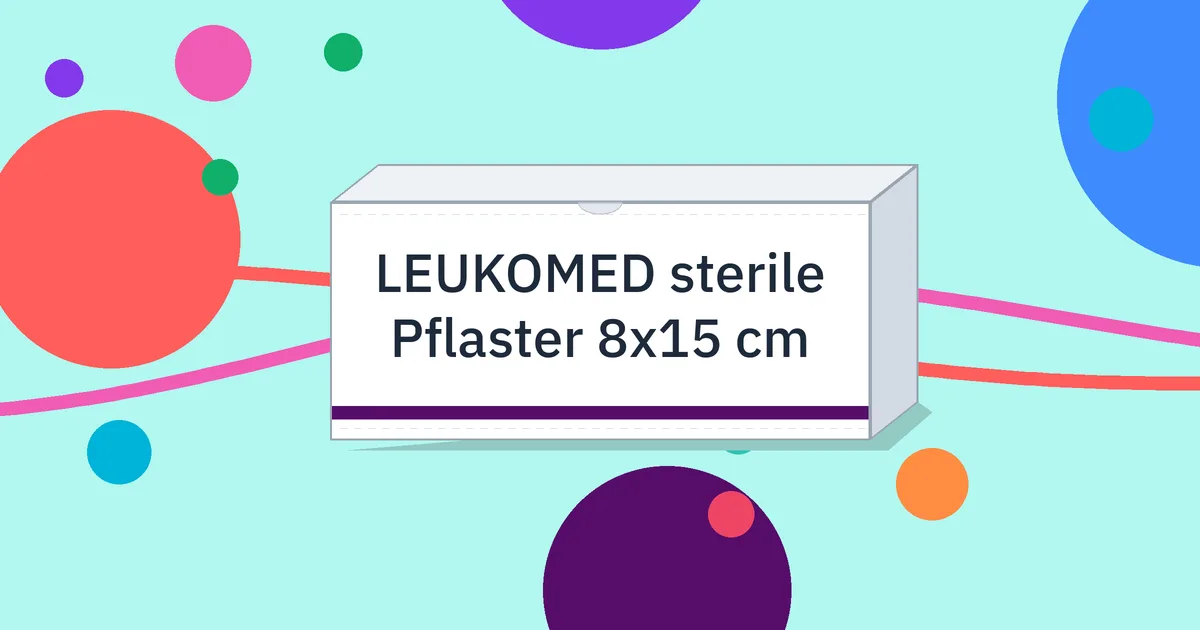 Symbolbild: Packung mit der Aufschrift LEUKOMED sterile Pflaster 8x15 cm (PZN 11606763) – Verfügbarkeit und Bezug in Apotheken in Frankfurt am Main