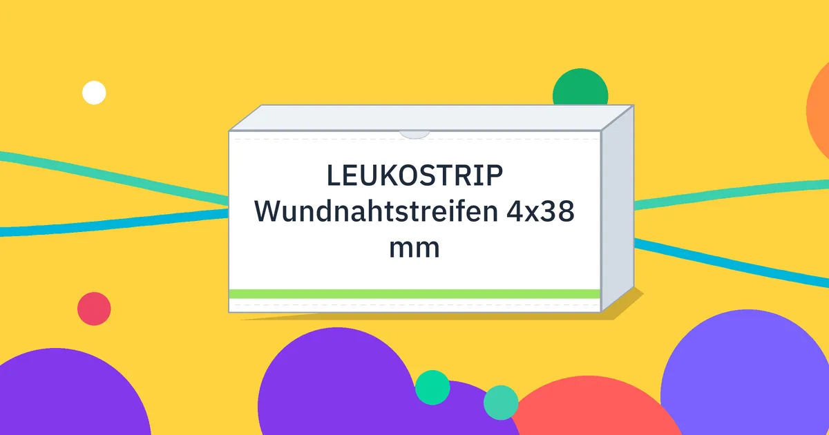 Symbolbild: Packung mit der Aufschrift LEUKOSTRIP Wundnahtstreifen 4x38 mm (PZN 17832124) – Verfügbarkeit und Bezug in Apotheken in Frankfurt am Main
