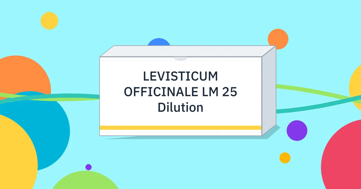 Symbolbild: Packung mit der Aufschrift LEVISTICUM OFFICINALE LM 25 Dilution (PZN 13528429) – Verfügbarkeit und Bezug in Apotheken in Frankfurt am Main