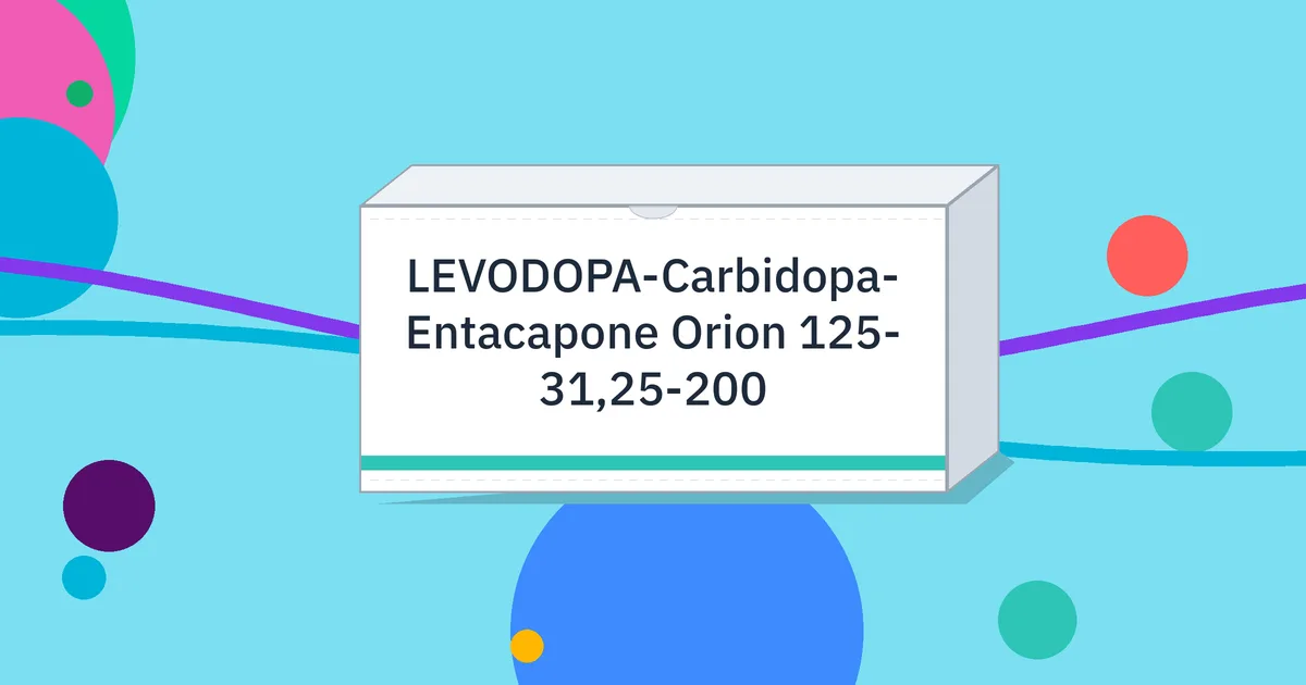 Symbolbild: Packung mit der Aufschrift LEVODOPA-Carbidopa-Entacapone Orion 125-31,25-200 (PZN 10057320) – Verfügbarkeit und Bezug in Apotheken in Frankfurt am Main