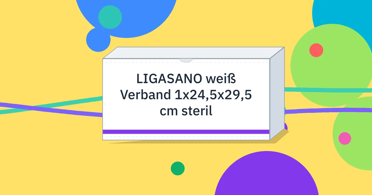 Symbolbild: Packung mit der Aufschrift LIGASANO weiß Verband 1x24,5x29,5 cm steril (PZN 17251479) – Verfügbarkeit und Bezug in Apotheken in Frankfurt am Main