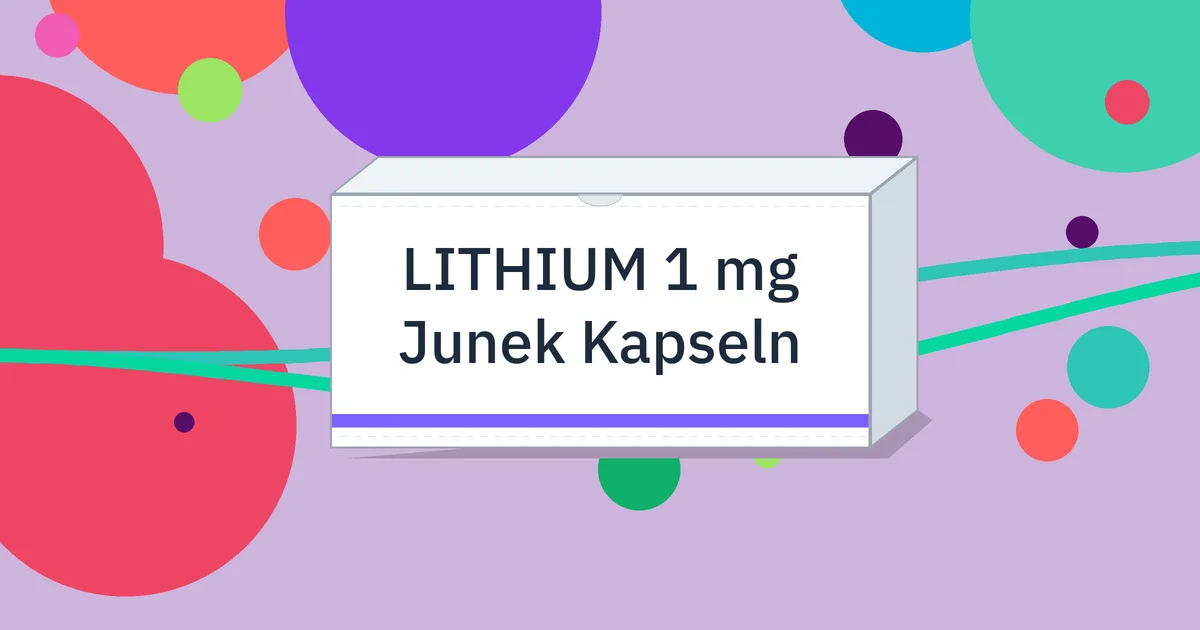 Symbolbild: Packung mit der Aufschrift LITHIUM 1 mg Junek Kapseln (PZN 19631795) – Verfügbarkeit und Bezug in Apotheken in Frankfurt am Main