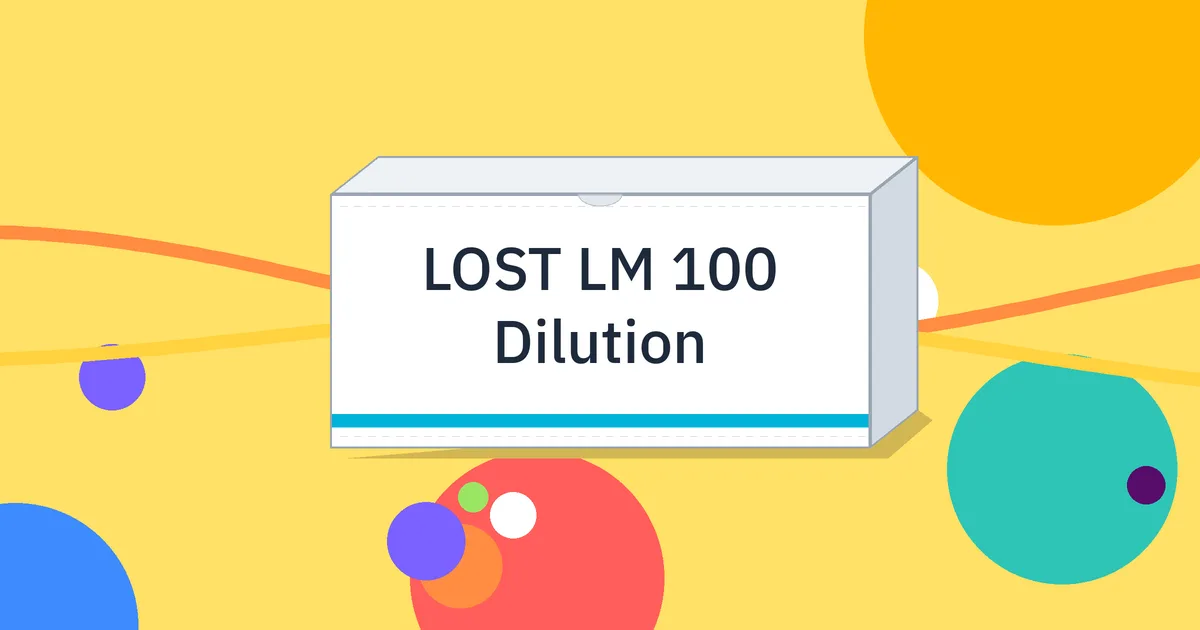 Symbolbild: Packung mit der Aufschrift LOST LM 100 Dilution (PZN 13536475) – Verfügbarkeit und Bezug in Apotheken in Frankfurt am Main
