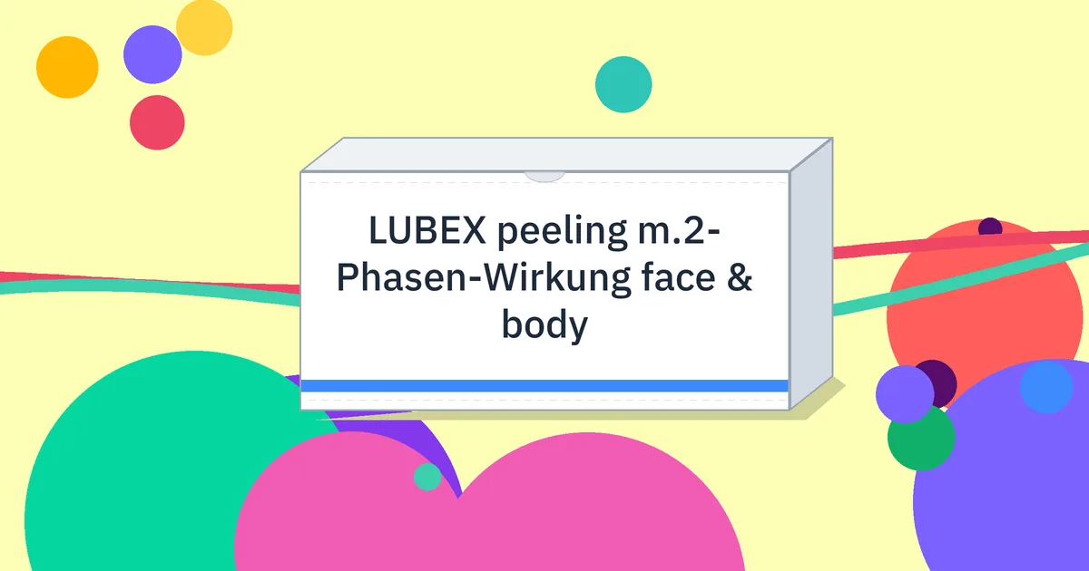 Symbolbild: Packung mit der Aufschrift LUBEX peeling m.2-Phasen-Wirkung face & body (PZN 17439792) – Verfügbarkeit und Bezug in Apotheken in Frankfurt am Main