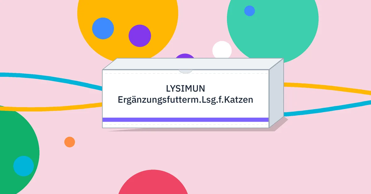 Symbolbild: Packung mit der Aufschrift LYSIMUN Ergänzungsfutterm.Lsg.f.Katzen (PZN 12528321) – Verfügbarkeit und Bezug in Apotheken in Frankfurt am Main