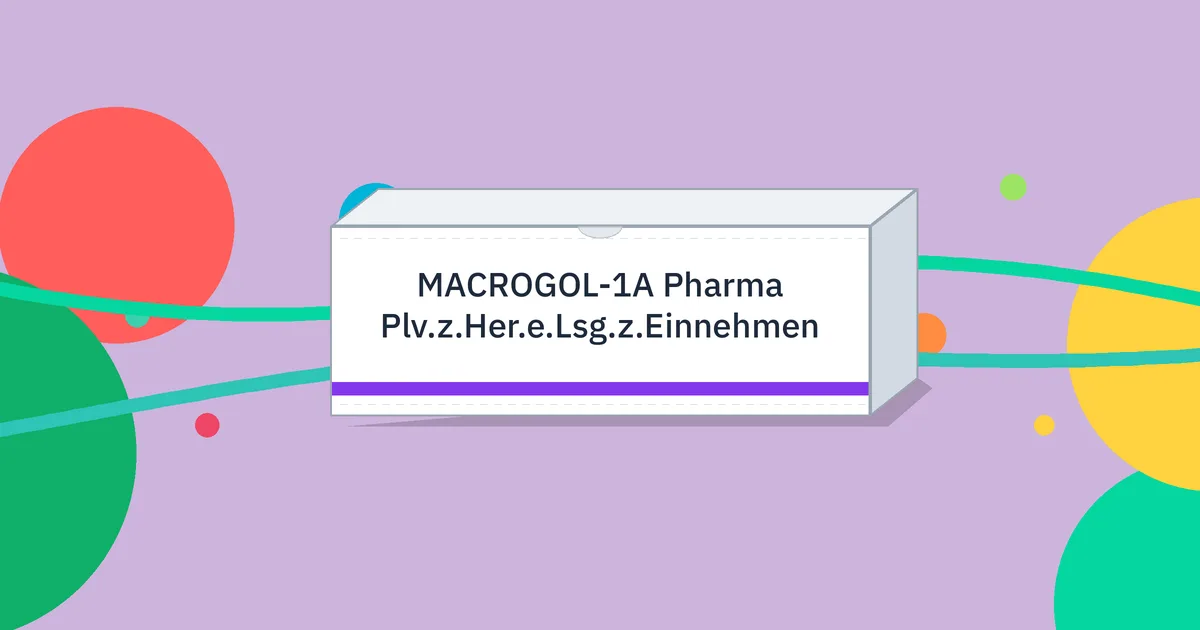 Symbolbild: Packung mit der Aufschrift MACROGOL-1A Pharma Plv.z.Her.e.Lsg.z.Einnehmen (PZN 14264091) – Verfügbarkeit und Bezug in Apotheken in Frankfurt am Main