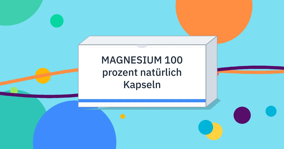 Symbolbild: Packung mit der Aufschrift MAGNESIUM 100 prozent natürlich Kapseln (PZN 14163970) – Verfügbarkeit und Bezug in Apotheken in Frankfurt am Main
