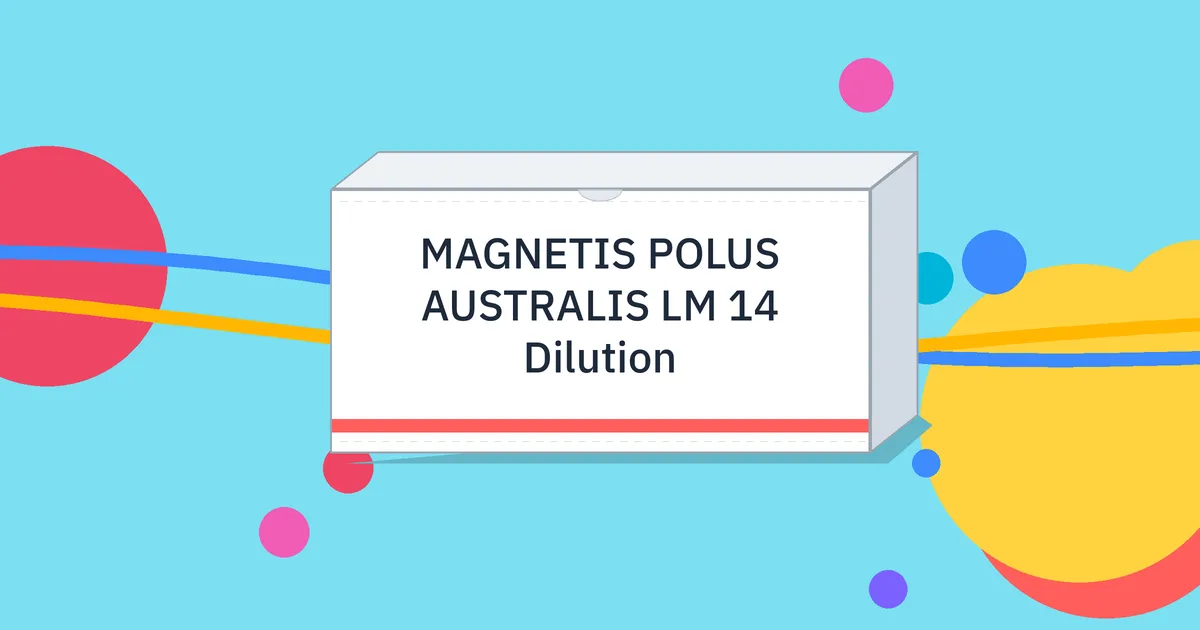 Symbolbild: Packung mit der Aufschrift MAGNETIS POLUS AUSTRALIS LM 14 Dilution (PZN 12941446) – Verfügbarkeit und Bezug in Apotheken in Frankfurt am Main