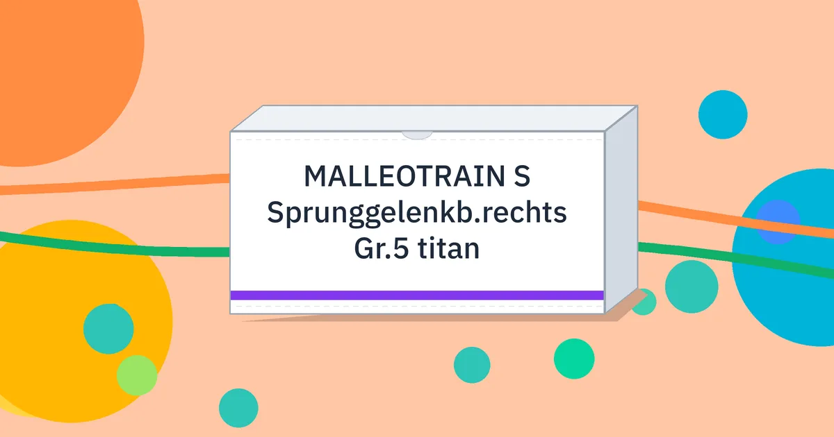 Symbolbild: Packung mit der Aufschrift MALLEOTRAIN S Sprunggelenkb.rechts Gr.5 titan (PZN 10220694) – Verfügbarkeit und Bezug in Apotheken in Frankfurt am Main