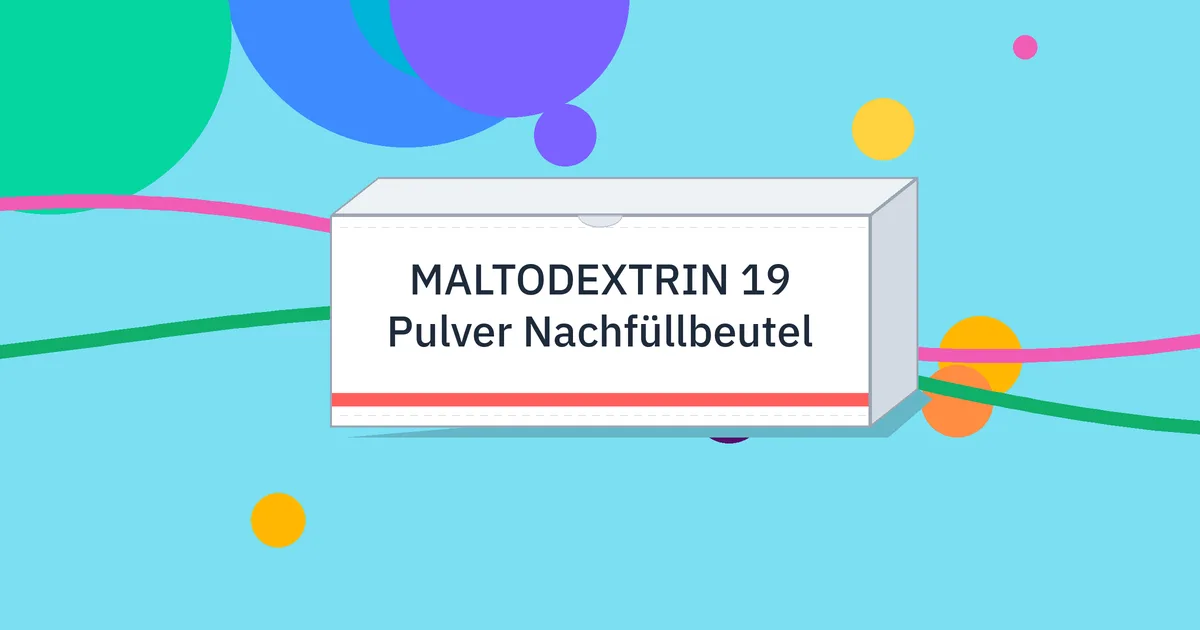Symbolbild: Packung mit der Aufschrift MALTODEXTRIN 19 Pulver Nachfüllbeutel (PZN 16578830) – Verfügbarkeit und Bezug in Apotheken in Frankfurt am Main
