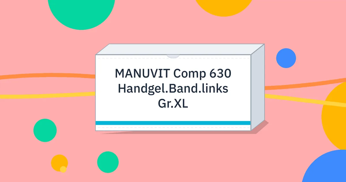 Symbolbild: Packung mit der Aufschrift MANUVIT Comp 630 Handgel.Band.links Gr.XL (PZN 09399038) – Verfügbarkeit und Bezug in Apotheken in Frankfurt am Main