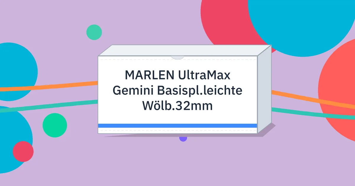 Symbolbild: Packung mit der Aufschrift MARLEN UltraMax Gemini Basispl.leichte Wölb.32mm (PZN 06783606) – Verfügbarkeit und Bezug in Apotheken in Frankfurt am Main