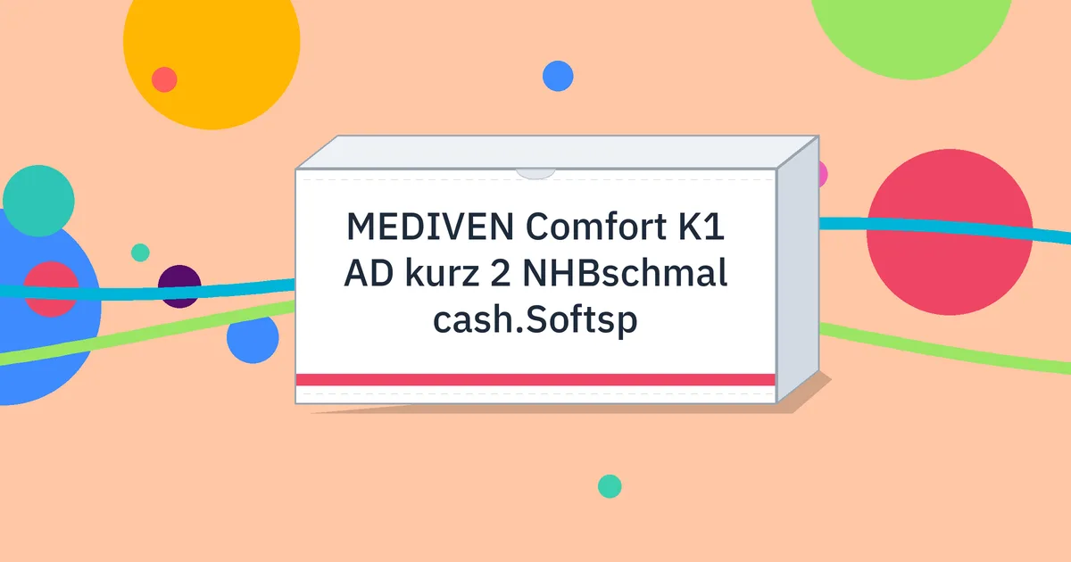 Symbolbild: Packung mit der Aufschrift MEDIVEN Comfort K1 AD kurz 2 NHBschmal cash.Softsp (PZN 14658097) – Verfügbarkeit und Bezug in Apotheken in Frankfurt am Main