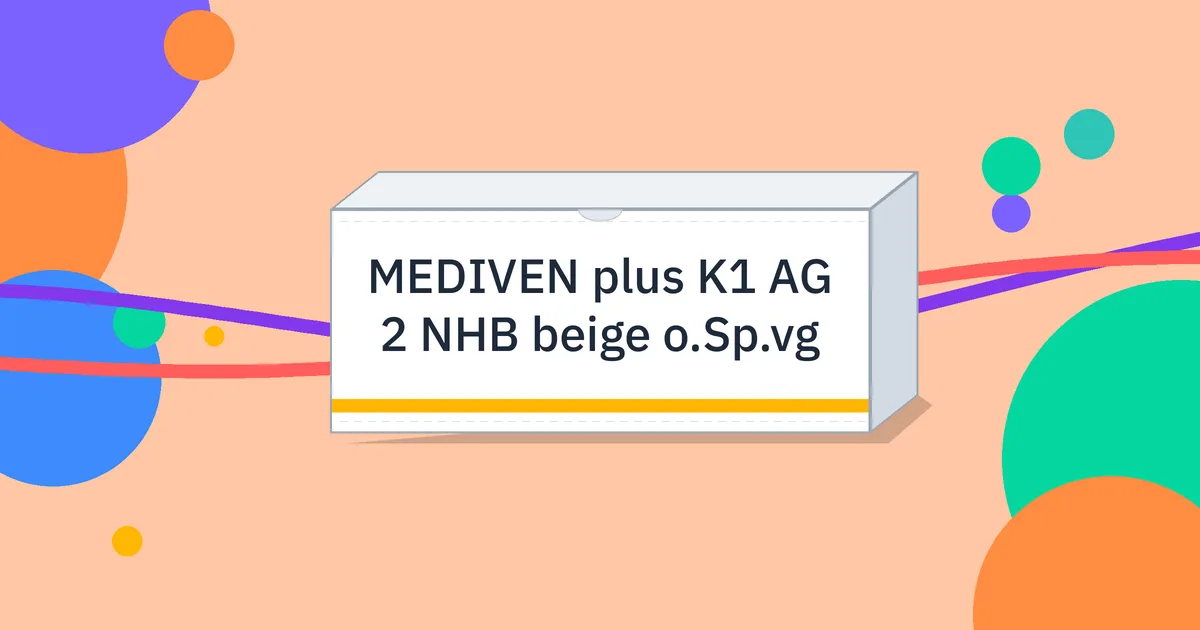 Symbolbild: Packung mit der Aufschrift MEDIVEN plus K1 AG 2 NHB beige o.Sp.vg (PZN 15922231) – Verfügbarkeit und Bezug in Apotheken in Frankfurt am Main