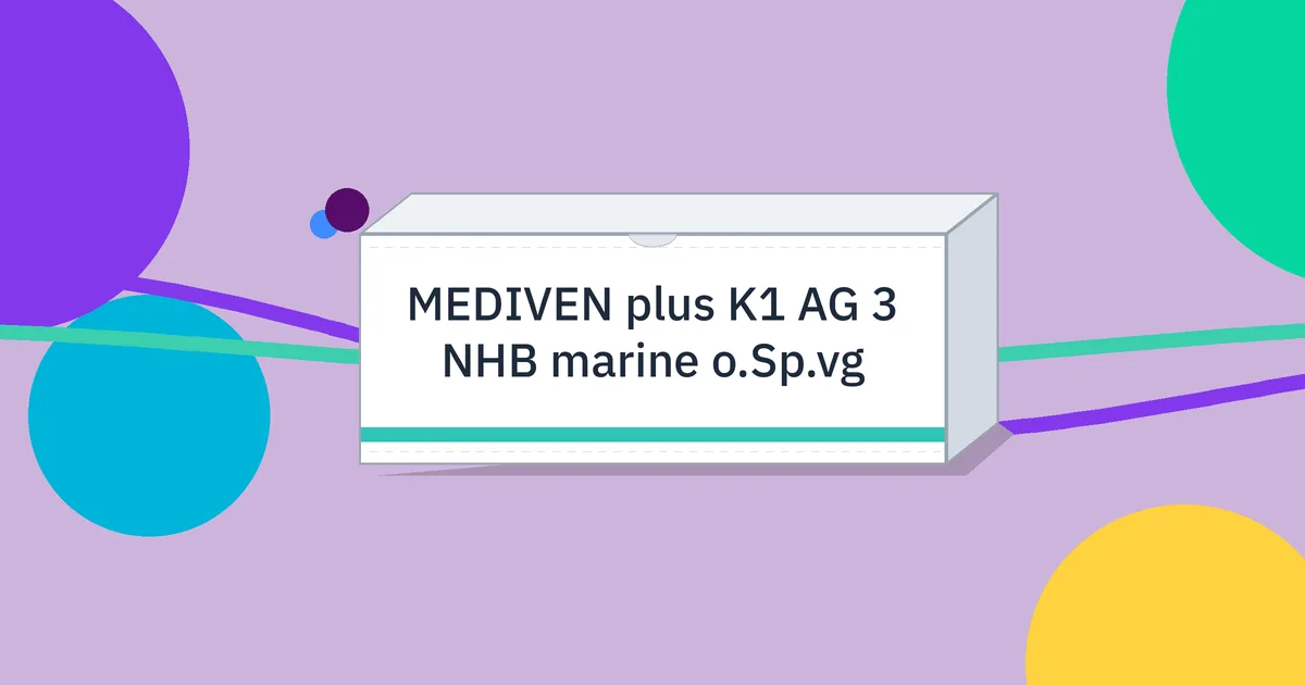 Symbolbild: Packung mit der Aufschrift MEDIVEN plus K1 AG 3 NHB marine o.Sp.vg (PZN 15922538) – Verfügbarkeit und Bezug in Apotheken in Frankfurt am Main