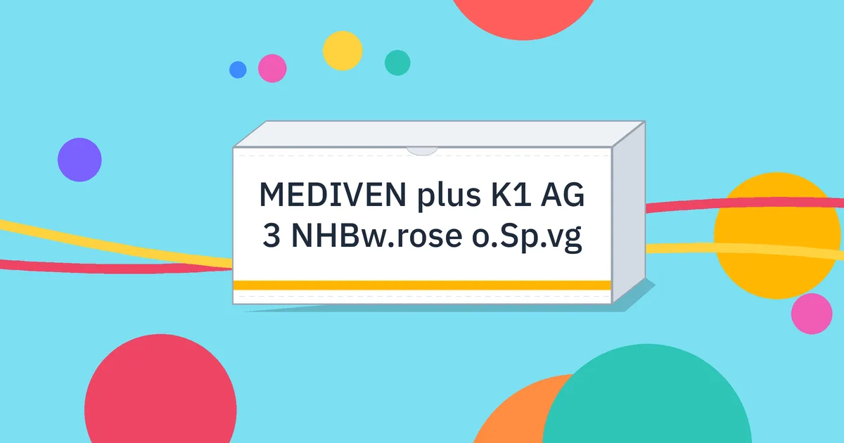 Symbolbild: Packung mit der Aufschrift MEDIVEN plus K1 AG 3 NHBw.rose o.Sp.vg (PZN 15923331) – Verfügbarkeit und Bezug in Apotheken in Frankfurt am Main