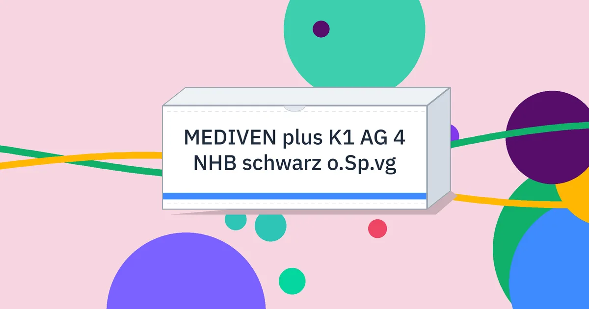 Symbolbild: Packung mit der Aufschrift MEDIVEN plus K1 AG 4 NHB schwarz o.Sp.vg (PZN 15922768) – Verfügbarkeit und Bezug in Apotheken in Frankfurt am Main