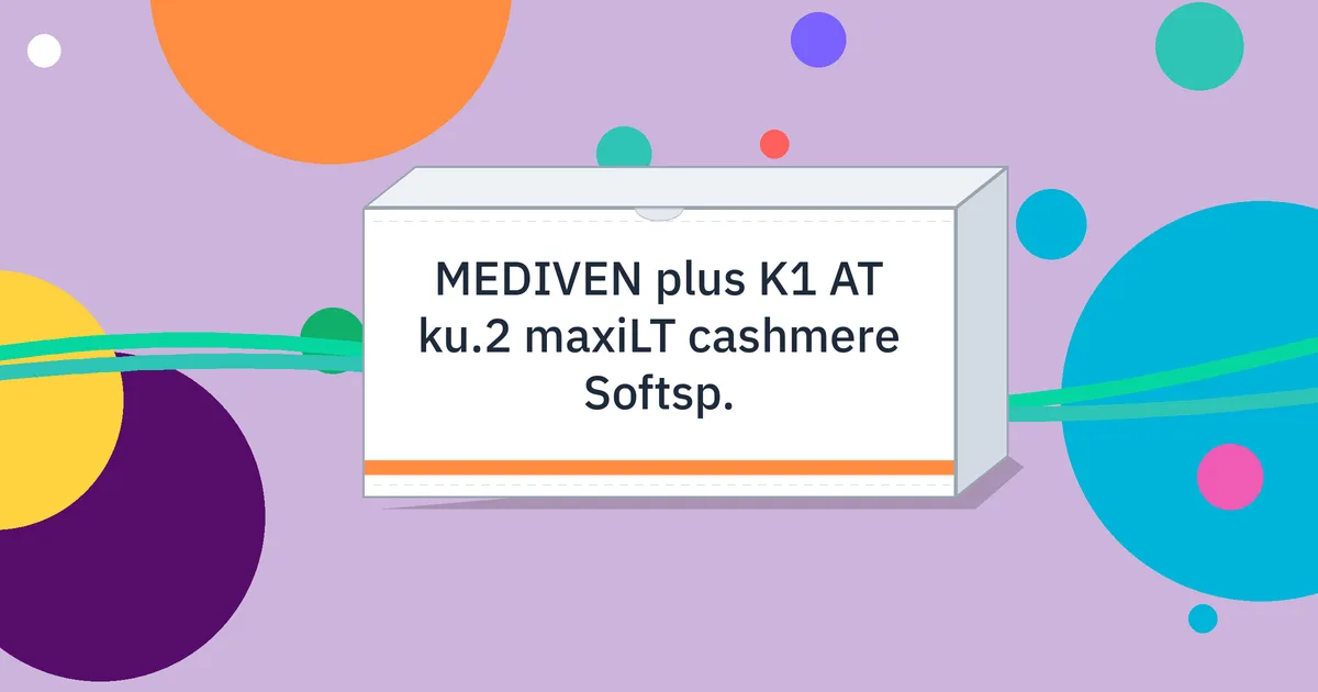 Symbolbild: Packung mit der Aufschrift MEDIVEN plus K1 AT ku.2 maxiLT cashmere Softsp. (PZN 15069150) – Verfügbarkeit und Bezug in Apotheken in Frankfurt am Main