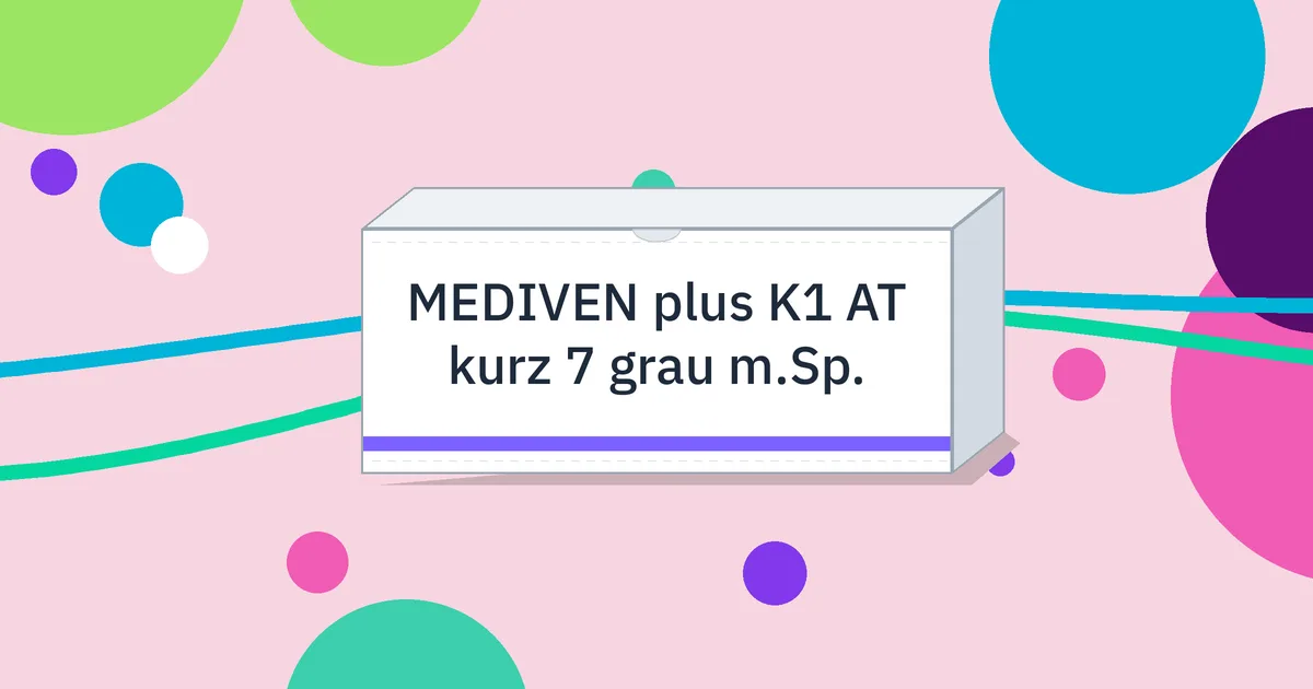 Symbolbild: Packung mit der Aufschrift MEDIVEN plus K1 AT kurz 7 grau m.Sp. (PZN 18932000) – Verfügbarkeit und Bezug in Apotheken in Frankfurt am Main