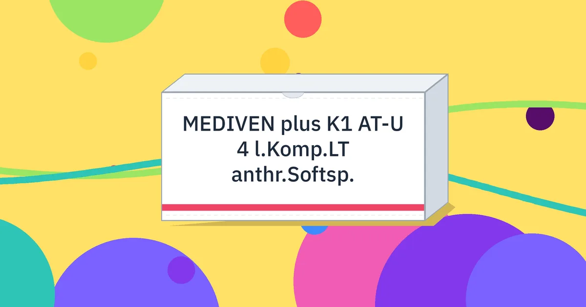 Symbolbild: Packung mit der Aufschrift MEDIVEN plus K1 AT-U 4 l.Komp.LT anthr.Softsp. (PZN 15032885) – Verfügbarkeit und Bezug in Apotheken in Frankfurt am Main