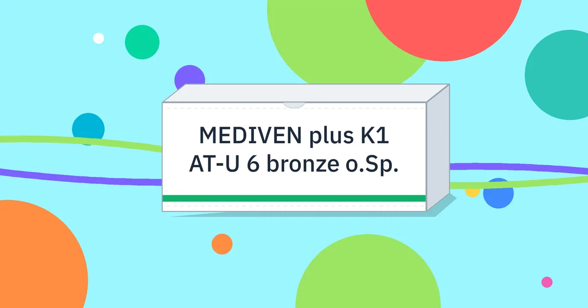 Symbolbild: Packung mit der Aufschrift MEDIVEN plus K1 AT-U 6 bronze o.Sp. (PZN 15031029) – Verfügbarkeit und Bezug in Apotheken in Frankfurt am Main