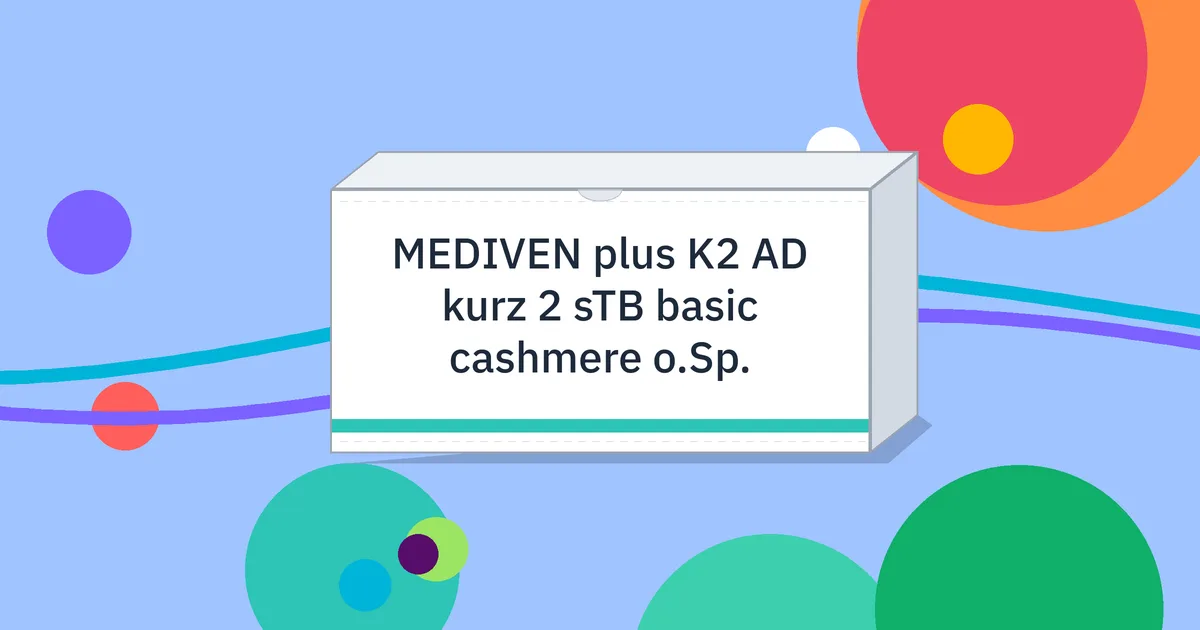 Symbolbild: Packung mit der Aufschrift MEDIVEN plus K2 AD kurz 2 sTB basic cashmere o.Sp. (PZN 15099412) – Verfügbarkeit und Bezug in Apotheken in Frankfurt am Main