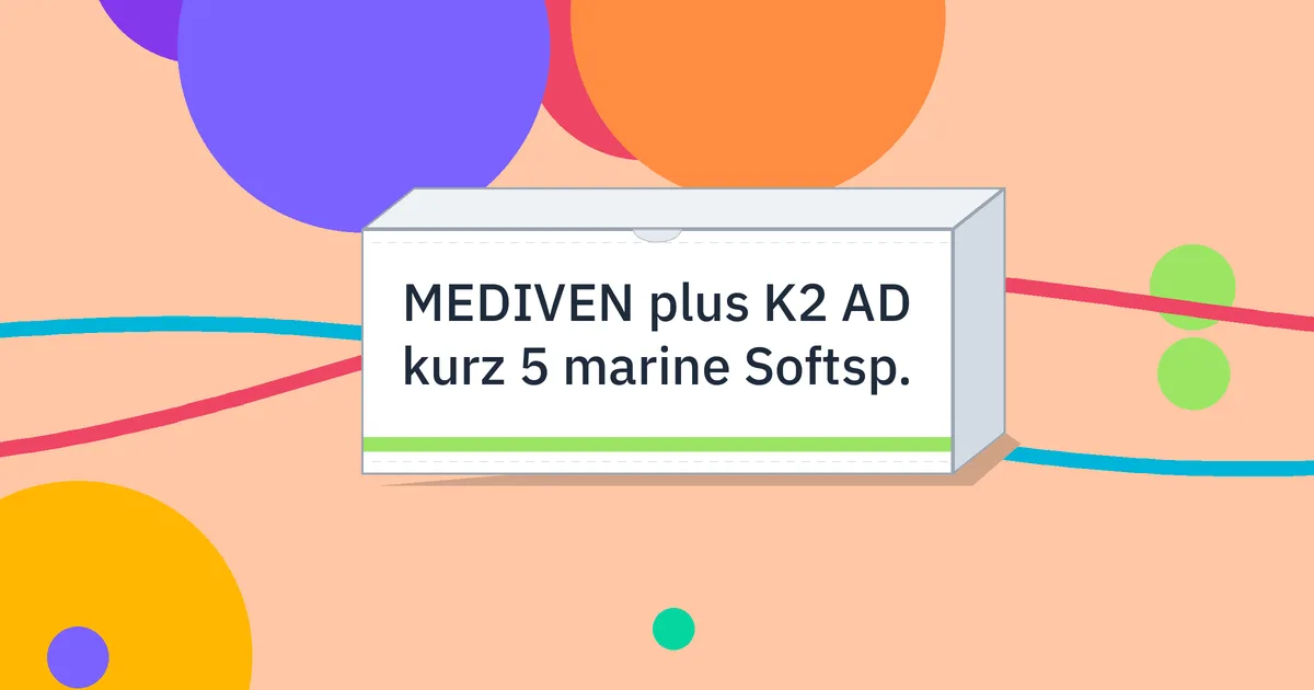 Symbolbild: Packung mit der Aufschrift MEDIVEN plus K2 AD kurz 5 marine Softsp. (PZN 15096483) – Verfügbarkeit und Bezug in Apotheken in Frankfurt am Main