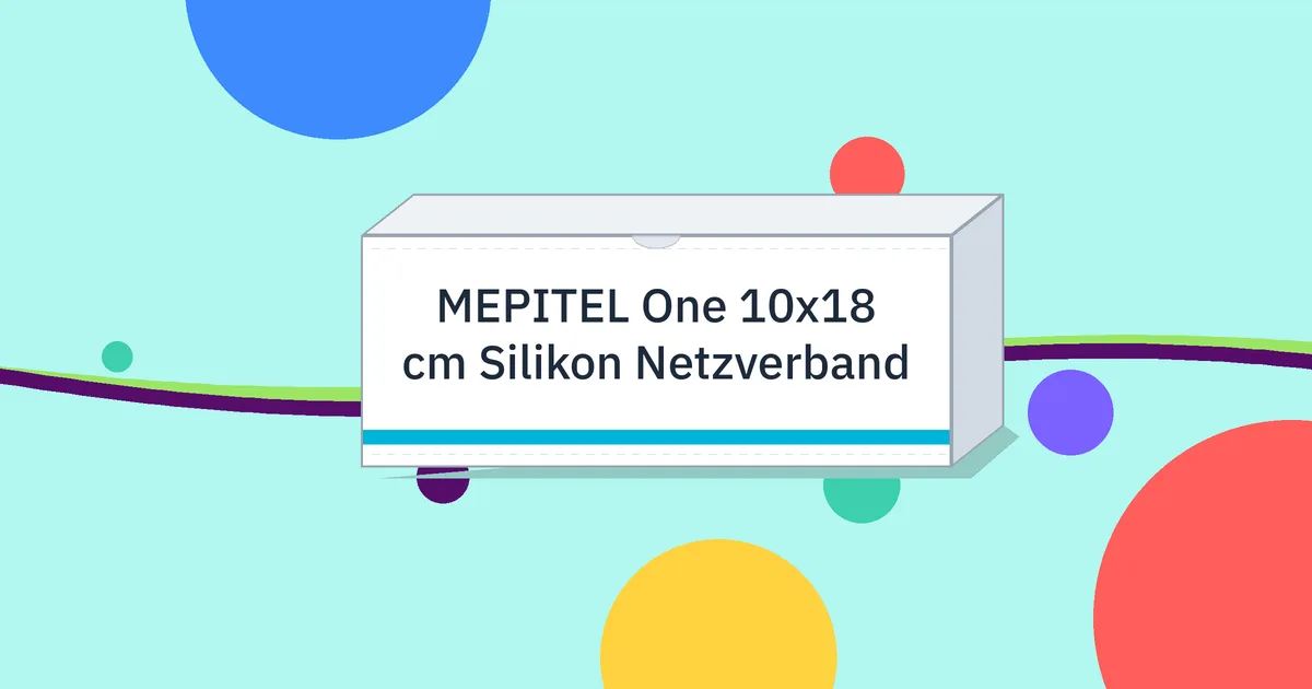 Symbolbild: Packung mit der Aufschrift MEPITEL One 10x18 cm Silikon Netzverband (PZN 11586598) – Verfügbarkeit und Bezug in Apotheken in Frankfurt am Main