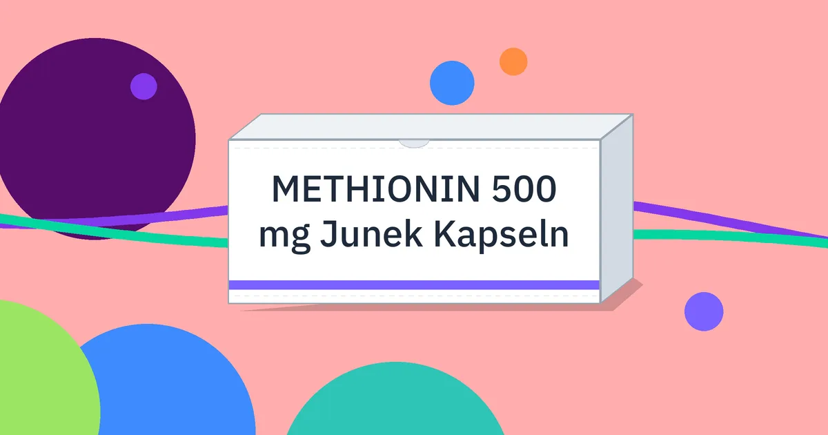 Symbolbild: Packung mit der Aufschrift METHIONIN 500 mg Junek Kapseln (PZN 00134901) – Verfügbarkeit und Bezug in Apotheken in Frankfurt am Main