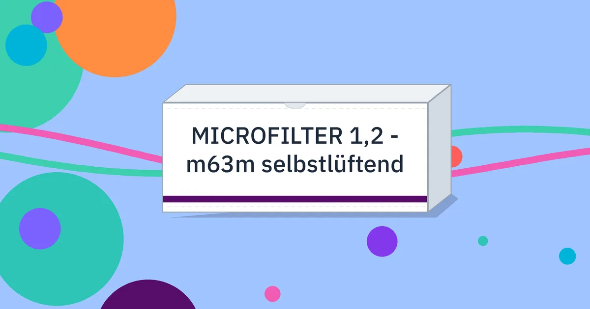 Symbolbild: Packung mit der Aufschrift MICROFILTER 1,2 -m63m selbstlüftend (PZN 07288613) – Verfügbarkeit und Bezug in Apotheken in Frankfurt am Main