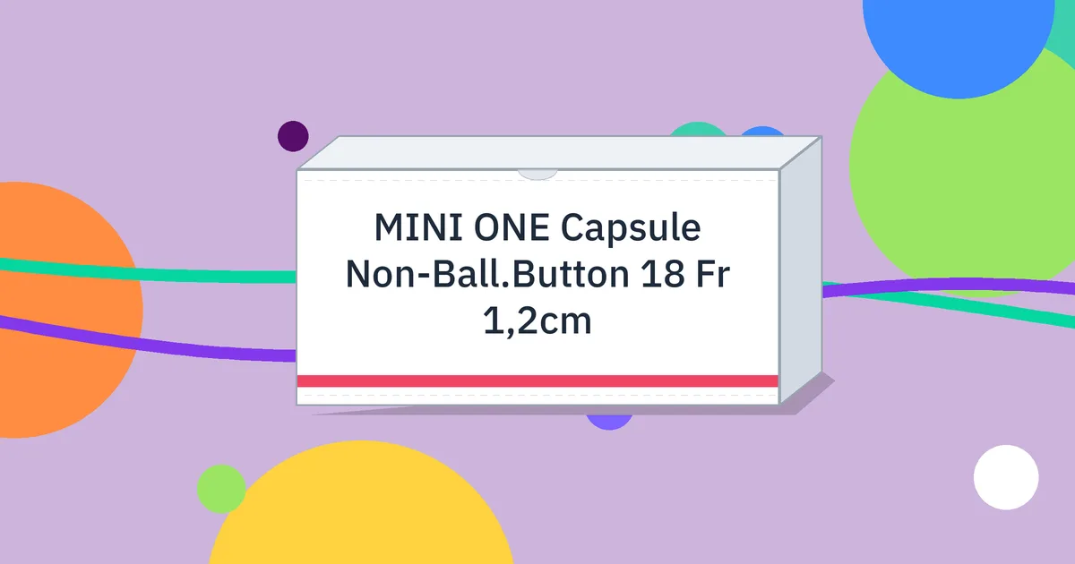 Symbolbild: Packung mit der Aufschrift MINI ONE Capsule Non-Ball.Button 18 Fr 1,2cm (PZN 14343761) – Verfügbarkeit und Bezug in Apotheken in Frankfurt am Main