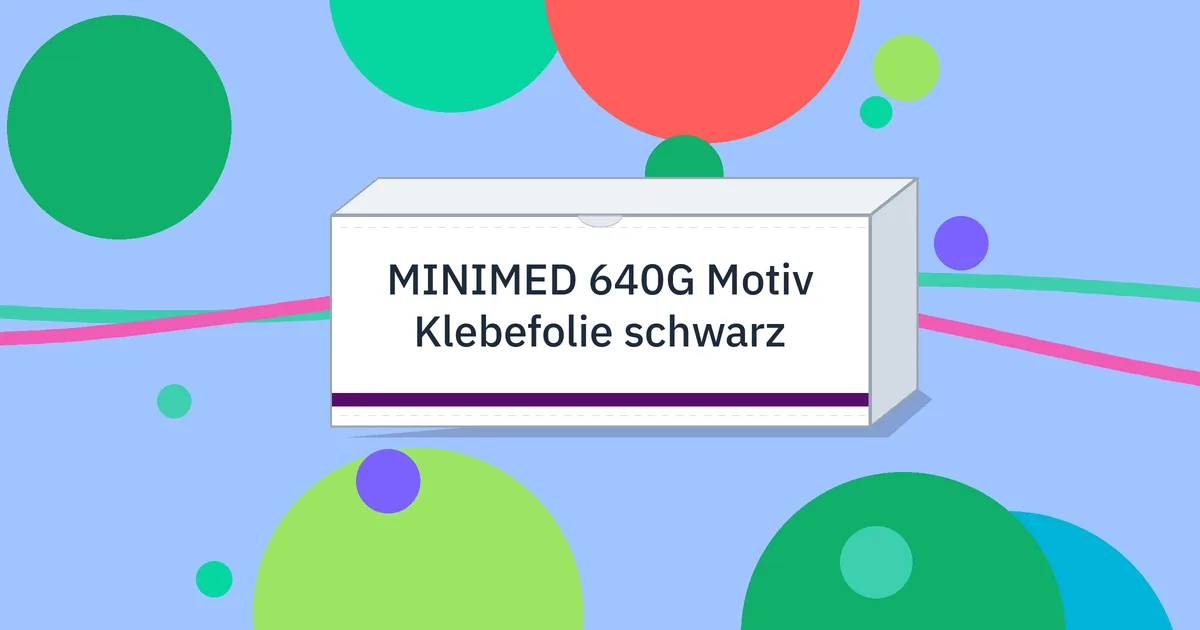 Symbolbild: Packung mit der Aufschrift MINIMED 640G Motiv Klebefolie schwarz (PZN 10987071) – Verfügbarkeit und Bezug in Apotheken in Frankfurt am Main