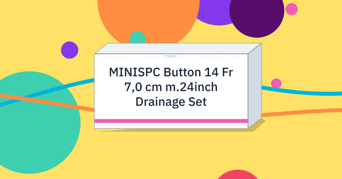 Symbolbild: Packung mit der Aufschrift MINISPC Button 14 Fr 7,0 cm m.24inch Drainage Set (PZN 20821874) – Verfügbarkeit und Bezug in Apotheken in Frankfurt am Main