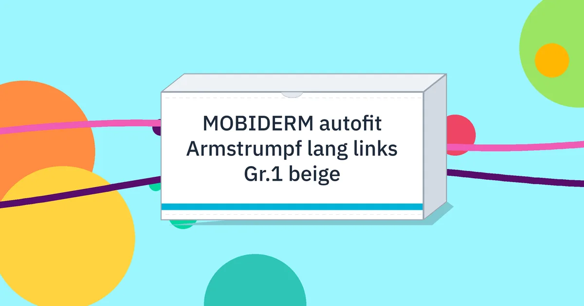 Symbolbild: Packung mit der Aufschrift MOBIDERM autofit Armstrumpf lang links Gr.1 beige (PZN 13969636) – Verfügbarkeit und Bezug in Apotheken in Frankfurt am Main