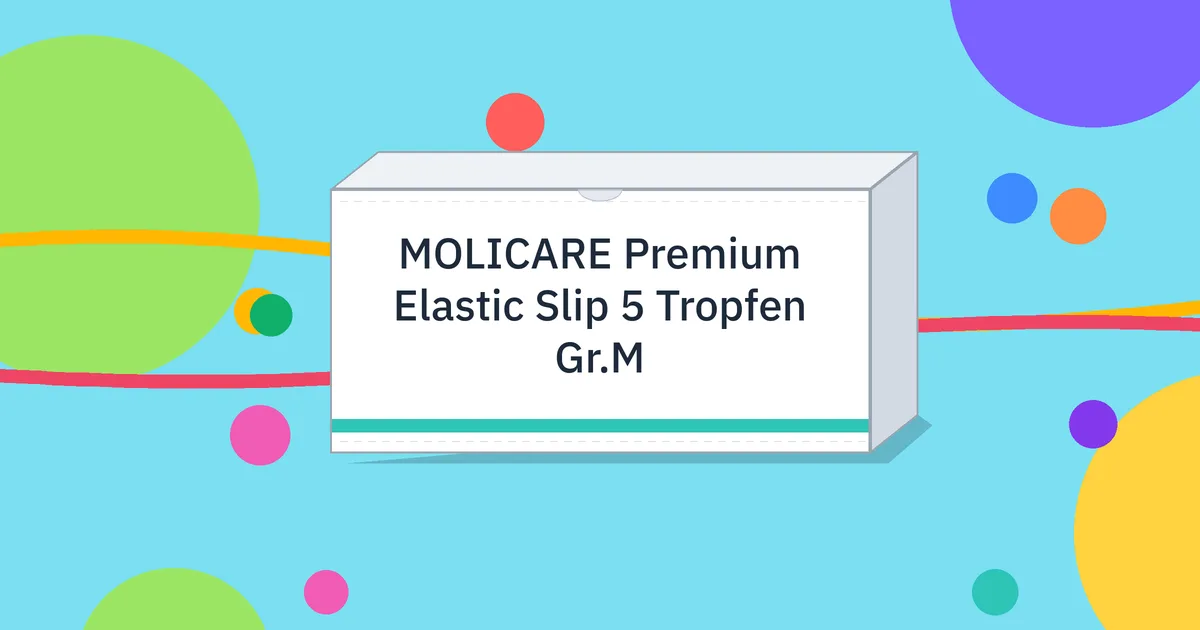 Symbolbild: Packung mit der Aufschrift MOLICARE Premium Elastic Slip 5 Tropfen Gr.M (PZN 15783657) – Verfügbarkeit und Bezug in Apotheken in Frankfurt am Main