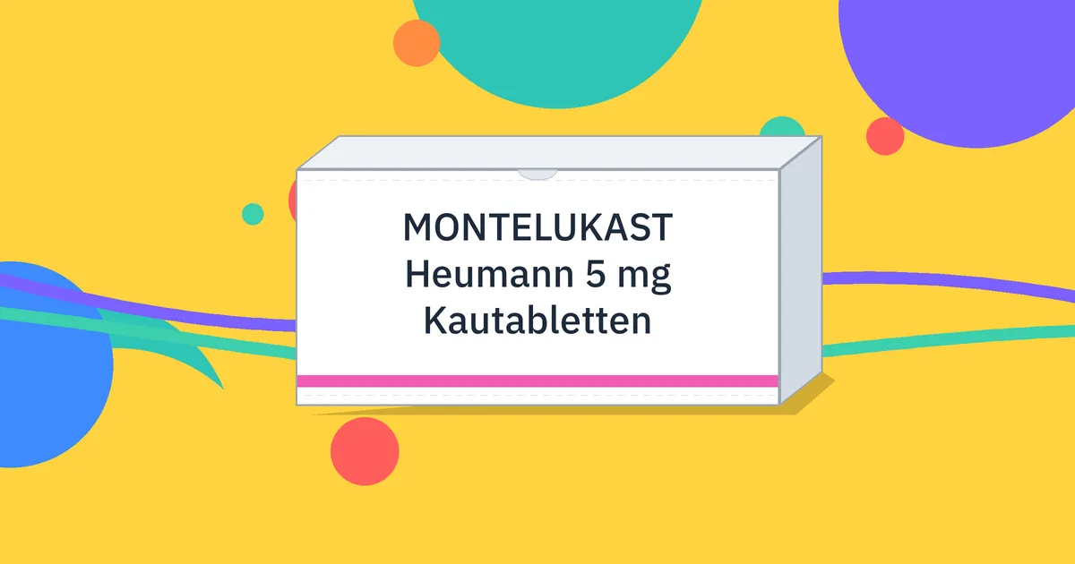Symbolbild: Packung mit der Aufschrift MONTELUKAST Heumann 5 mg Kautabletten (PZN 09673539) – Verfügbarkeit und Bezug in Apotheken in Frankfurt am Main