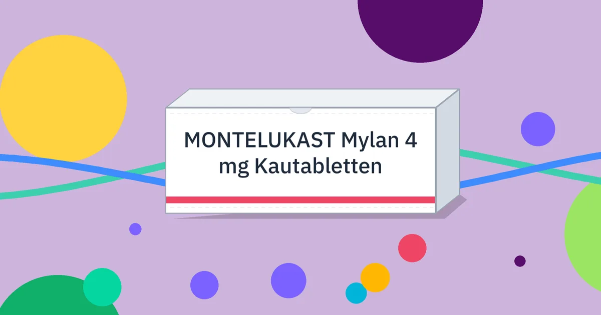 Symbolbild: Packung mit der Aufschrift MONTELUKAST Mylan 4 mg Kautabletten (PZN 01842735) – Verfügbarkeit und Bezug in Apotheken in Frankfurt am Main