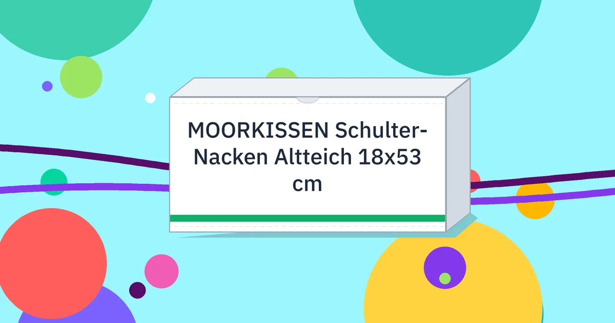 Symbolbild: Packung mit der Aufschrift MOORKISSEN Schulter-Nacken Altteich 18x53 cm (PZN 04384894) – Verfügbarkeit und Bezug in Apotheken in Frankfurt am Main