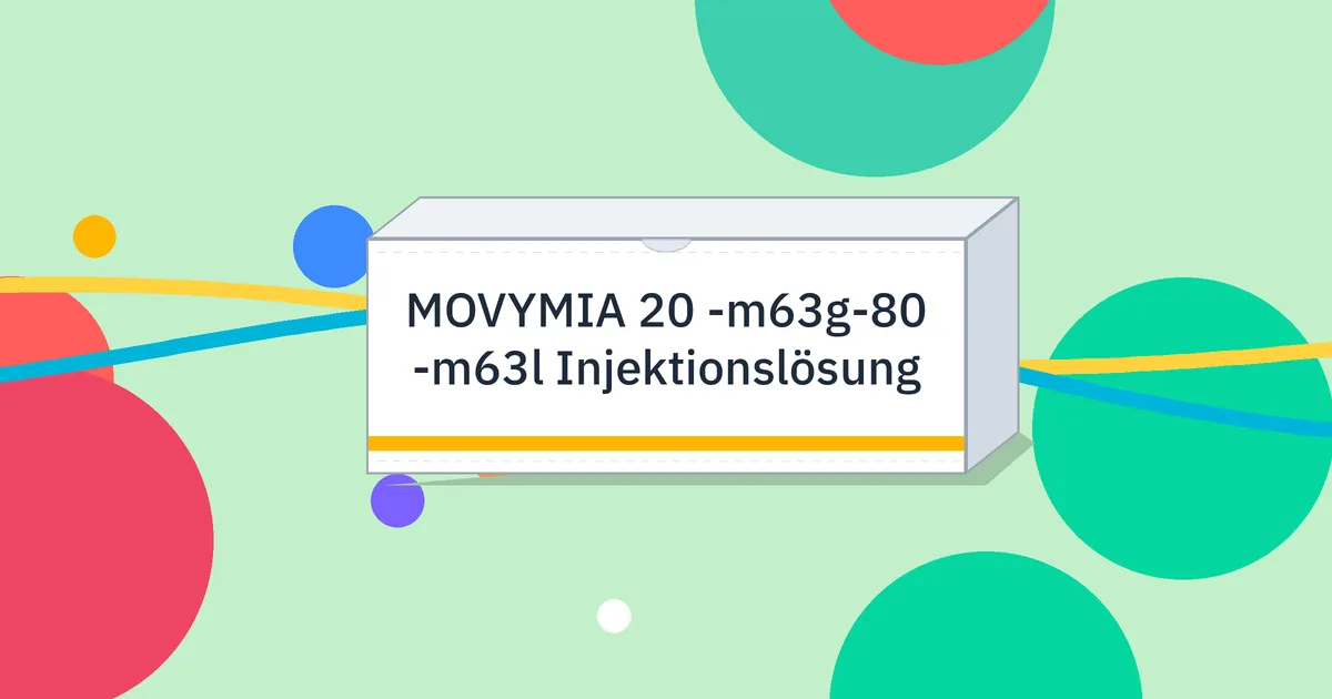 Symbolbild: Packung mit der Aufschrift MOVYMIA 20 -m63g-80 -m63l Injektionslösung (PZN 17375879) – Verfügbarkeit und Bezug in Apotheken in Frankfurt am Main